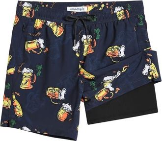 Maamgic Homme Short de Bain 2 en 1 &agrave; s&eacute;chage Rapide avec Doublure | S&eacute;chage Rapide Short de Natation d&eacute;contract&eacute; Boardshorts avec Pantalon int&eacute;rieur et Poche,