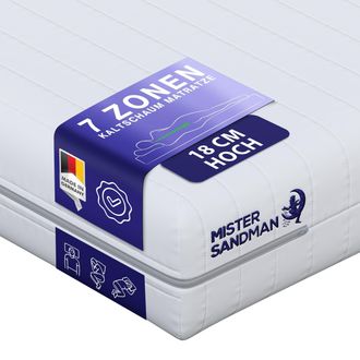 Mister Sandman Matratze, H&ouml;he 18 cm Kaltschaummatratze, Orthop&auml;dische 7 Liegezonen Bequeme Rollmatratze f&uuml;r alle Schlafpositionen mit Matratzenbezug Waschbar (100x19
