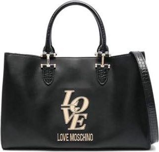 Love Moschino Sac shopper moyen noir croco, Noir