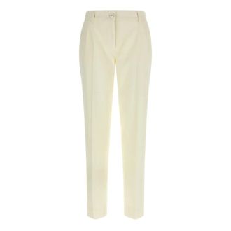 Dolce & Gabbana Femme, Pantalons, Beige, Taille: 34 FR Pantalon en toile de laine stretch