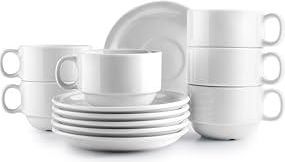 Ibili 6er-Set Tassen 230 ml mit Untertassen Castilla Blanca, Porzellan