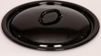 Riess 0262-022, Deckel für Schnitzelpfanne 34, CLASSIC - SCHWARZEMAILLE, Durchmesser 34 cm, Höhe 6,5 cm, Emaille, schwarz, Induktion