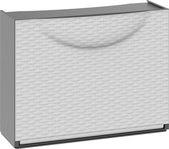 Kreher Schuhkipper, Schuhschrank aus Kunststoff in Weiß. Moderne Rattan Optik. Bodenstehend oder Wandmontage. Erweiterbar, abwaschbar, robust