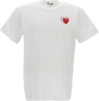Comme Des Gar&ccedil;ons Femme, Tops, Blanc, Taille: 38 FR Metalstone Heart T-Shirt