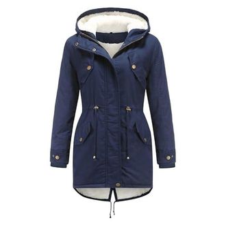 Generic Parka dhiver &eacute;paisse &agrave; capuche doubl&eacute;e Sherpa pour femme, bleu marine, 4XL