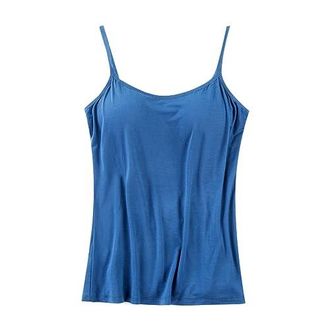 Generic Camisole haut pour femme avec soutien-gorge int&eacute;gr&eacute;, d&eacute;bardeur &agrave; bretelles pour femme, d&eacute;bardeur confortable et extensible, couleur unie, col rond, ca