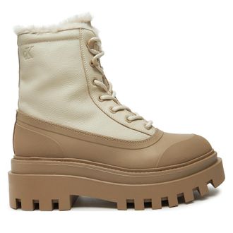 Calvin Klein Jeans Schn&uuml;rstiefeletten Calvin Klein Jeans Flatform Lace Up Boot Padded YW0YW01557 Beige