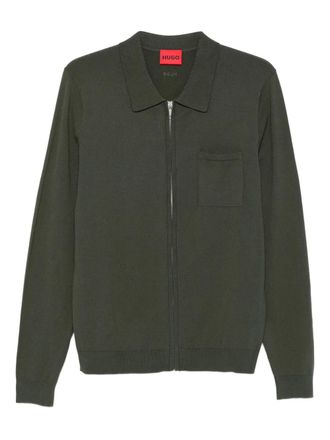 BOSS Cardigan mit Rei&szlig;verschluss vorne - Gr&uuml;n