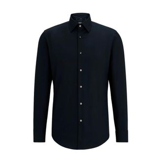 HUGO BOSS Homme, Chemises, Noir, Taille: 2XL Chemise ajust&eacute;e en popeline de coton stretch facile &agrave; repasser