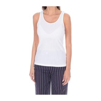 Tommy Hilfiger Tanktop mit Satin-Finish und Rundhalsausschnitt - - Tops - Damen - Wei&szlig; - L