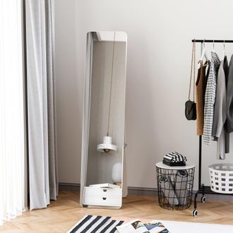 HOMCOM Standspiegel Ganzk&ouml;rperspiegel mit klappbaren Rahmen Schminkspiegel frei stehend oder an der Wand montiert stabil f&uuml;r Wohnzimmer oder Ankleidezimmer K