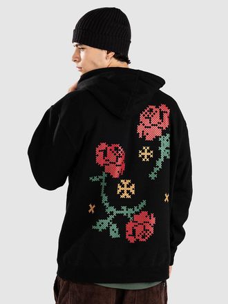 Monet Skateboards Cross Stitch Collage Hoodie black