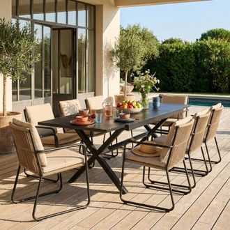 Sweeek Table de jardin extensible aluminium 8 places anthracite - Ventura