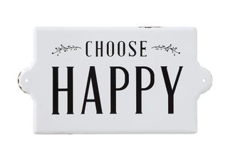 Creative Co-op Creative Co-Op Wandschild aus Metall mit Aufschrift Choose Happy im Used-Look