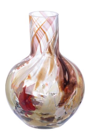 GILDE GLAS art Deko Vase Blumenvase - Glasvase aus Farbglas - Deko Wohnzimmer Geschenk f&uuml;r Frauen H&ouml;he 21 cm Braun Rot
