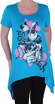 Eye Catch Marcia Aux Femmes Papillon Rose Désinvolte Col Rond Tunique Dames Évasée Longue Top