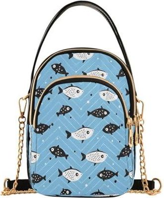 Mnsruu Petit sac &agrave; bandouli&egrave;re en cuir noir et blanc &agrave; pois pour femme