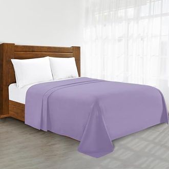 Elegant Comfort Luxuri&ouml;ses Bettlaken, Fadenzahl 1500, knitterfrei, Premium-Hotelqualit&auml;t, 1-teiliges Bettlaken, Doppelbett-Gr&ouml;&szlig;e (Queen Size), Flieder