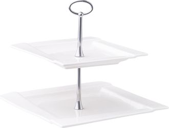 Ambition OBSTSCHALE Keramik TORTENSTÄNDER SERVIERPLATTE KUCHENPLATTE 2 Etagen 2 stöckig