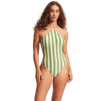 Seafolly Damen Badeanzug Cabana High neck One Piece
