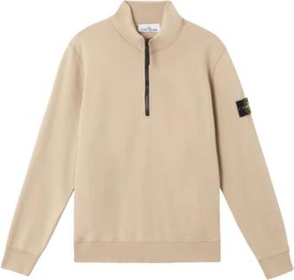 Stone Island W&uuml;ste Halber Rei&szlig;verschluss Baumwoll-Sweatshirt - - Sweatshirts & Hoodies - Herren - Beige - 2XL