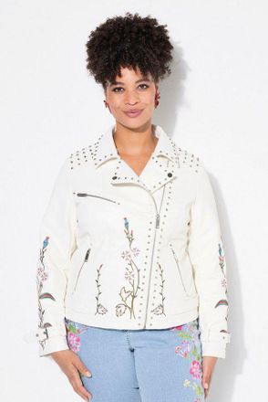 Miamoda Sommerjacke Bikerjacke Lederoptik Stickerei Ziernieten