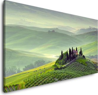 Paul Sinus Art Nebel in der Toskana 120x 60cm Panorama Leinwand Bild XXL Format Wandbilder Wohnzimmer Wohnung Deko Kunstdrucke