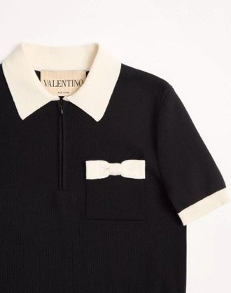 Valentino Contrast-Collar Polo - Black