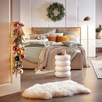 Butlers home24 Stehleuchte 30 x 150cm Beige/Beige Metall E27