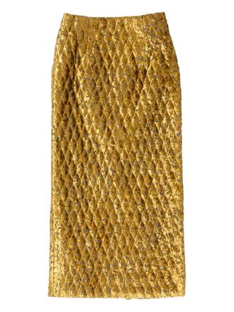Needles jupe crayon en velours à design matelassé - Or