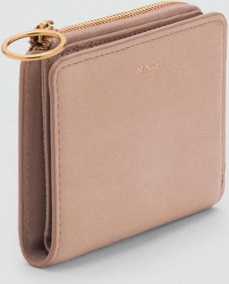 Mango Geldbörse mit genarbter Lederoptik pastellrosa - Damen - Einheitsgröße - MANGO
