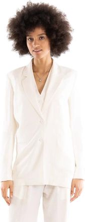 Hinnominate Hinnominate, Femme, Vestes, Blanc, Taille: 36 FR Veste Souple en Lin &agrave; Simple Boutonnage
