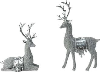 Generic Gro&szlig; Rentier Tier Figur Skulpturen Statuen Set von 2, Neue Weihnachts-Rentier Figur - Festliche Tischdekoration f&uuml;r Wohnzimmer & Haushalt, Weihnachtsd