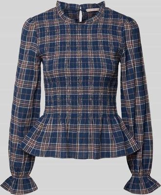 Christian Berg Bluse mit Smok-Details und R&uuml;schen&auml;rmeln