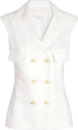 Genny Femme, Vestes, Blanc, Taille: 36 FR Gilet &agrave; poches crois&eacute;
