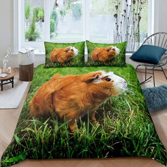 Generic S&uuml;&szlig;es Meerschweinchen Bettw&auml;sche 200x220 Meerschweinchen 3 Teilig &uuml;bergr&ouml;&szlig;e Bettbezug 200 x 220 cm 3D Bettw&auml;sche-Sets Weiche Bettbezug Set Haustier Ma