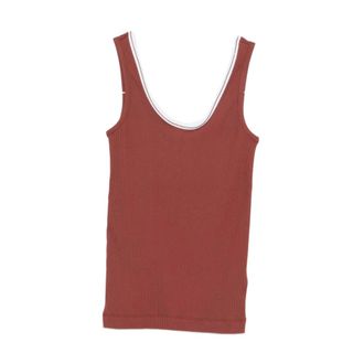 Brunello Cucinelli Femme, Tops, Rouge, Taille: 42 FR Top en jersey c&ocirc;tel&eacute;