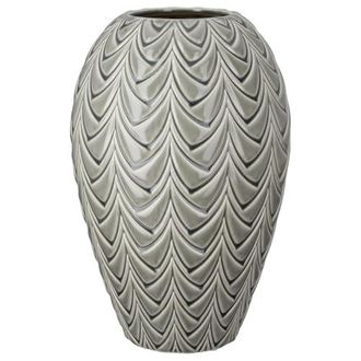 Gilde Vase Lamello - Keramik - bauchig - gr&uuml;n - craqueliert - gl&auml;nzend - H&ouml;he 31cm x &Oslash; 20cm - wasserdichte Blumenvase