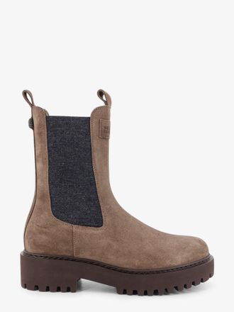 Brunello Cucinelli Suede Boots with Precious Loop detail - BRUNELLO CUCINELLI - gender_Woman