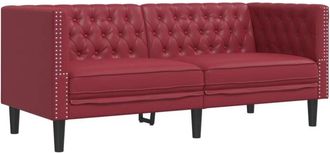 vidaXL Chesterfield-Sofa 2-Sitzer Weinrot Kunstleder Vidaxl