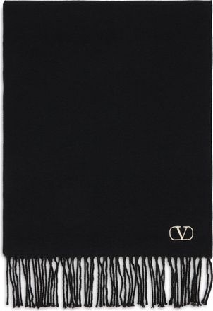 Valentino Garavani Virgin Wool with Fringes Scarf - Black