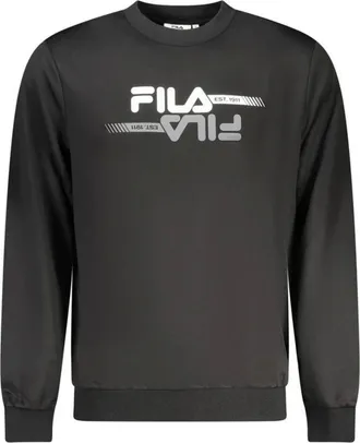 Fila Homme, Sweatshirts et sweats &agrave; capuche, Noir, Taille: M SweaT-shirt en polyester avec poignets c&ocirc;tel&eacute;s