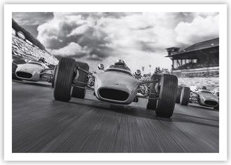 Arttor Poster ohne Rahmen Deko 100x70cm Formel 1 Schwarz und Wei&szlig; Wandposter Art Prints Wanddeko Bild Wand Kunstdruck Wandbilder Dekoration Wohnzimmer Schlaf