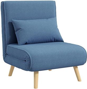 HOMCOM 3 en 1 Fauteuil Convertible 1 Place, Fauteuil lit et chauffeuse - Dossier inclinable 5 Niveaux et Oreiller Inclus, siège rembourré - pour Bureau, Salo