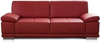 Cavadore 2,5-Sitzer Sofa Corianne / Kleine Echtleder-Couch im modernen Design / Mit Armteilverstellung / 192 x 80 x 99 / Echtleder rot