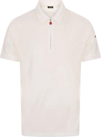 Kiton Homme, Tops, Blanc, Taille: 3XL Polo en coton zipp&eacute;