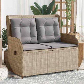 vidaXL Banc inclinable de jardin avec coussins beige r&eacute;sine tress&eacute;e vidaXL
