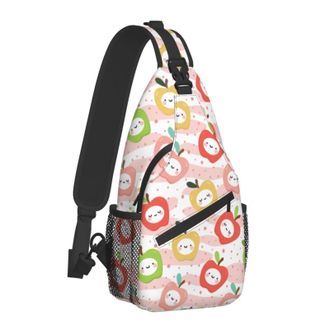 AOOEDM CuteFruit Kawaii Face Seamless Pattern Sling Bag Für Damen Herren, Fruits Print Crossbody Shoulder Bags Lässige Sling Rucksack Brusttasche Reisen Wand