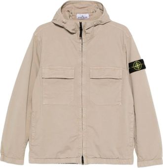 Stone Island Cotton Twill Hooded Jacket - - Jackets - Herren - Beige - S