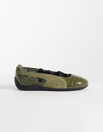 Puma Speedcat - Ballerinas in Kroko-Gr&uuml;n